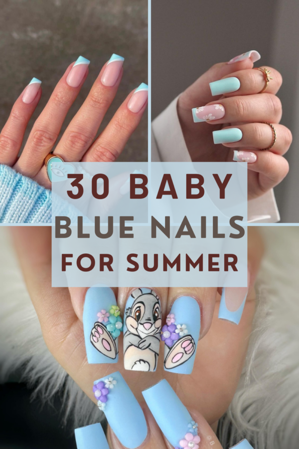 30 Baby Blue Nails For Summer - lau